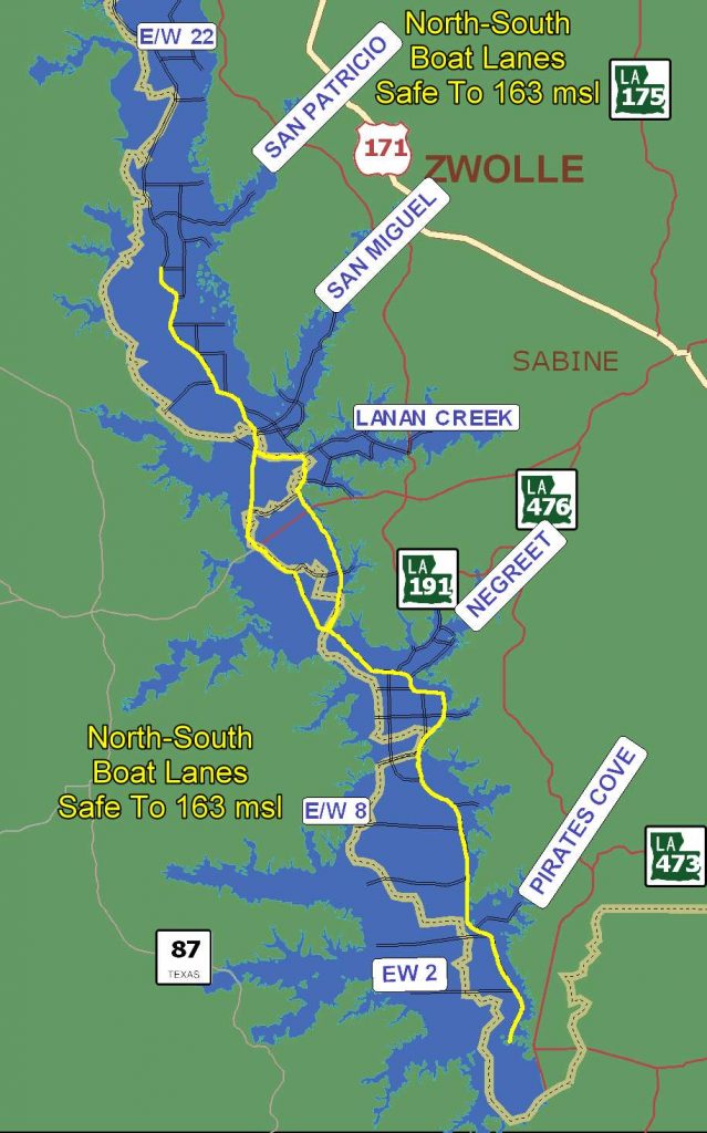 Map of Toledo Bend Boat Lanes – Toledo Bend Lake